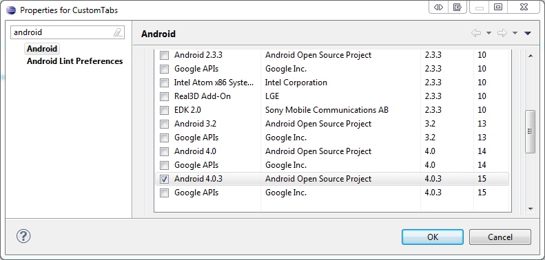 Android Change Project Build Target - SpaceTech
